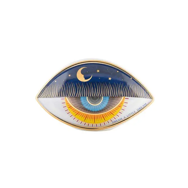 KARMA AND LUCK Blue / White / Neutrals Evil Eye Ceramic Statue – Protection Home Decor – Nocturnal Peace - Blue/white