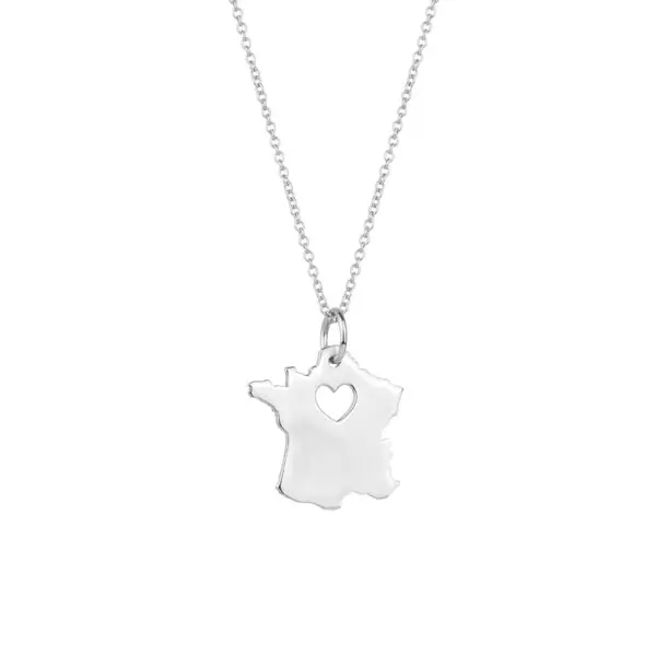 SPERO LONDON Love France Map Heart Sterling Necklace - Silver