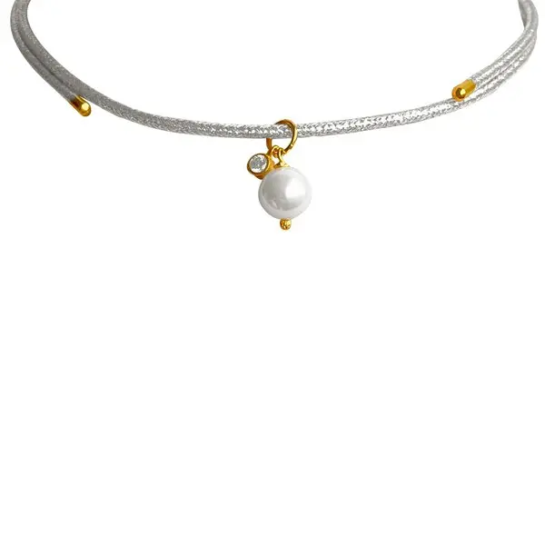 EYECONIC BY SAMAR AJRAM Pearl & Zircon Magnetic Choker - Silver