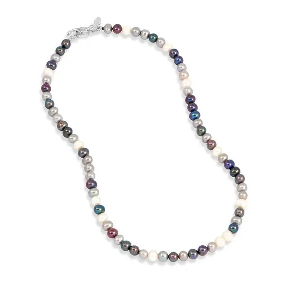 DOWER & HALL Medium Mixed Freshwater Pearl Necklace - Blue/gray/white/yellow