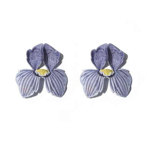 NANA WATANABE Click Flora Folded Dimensional Embroidered Earrings - Purple