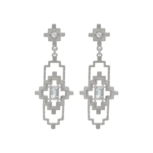 ZOË & MORGAN Munay Aquamarine Dangle Earrings - Silver