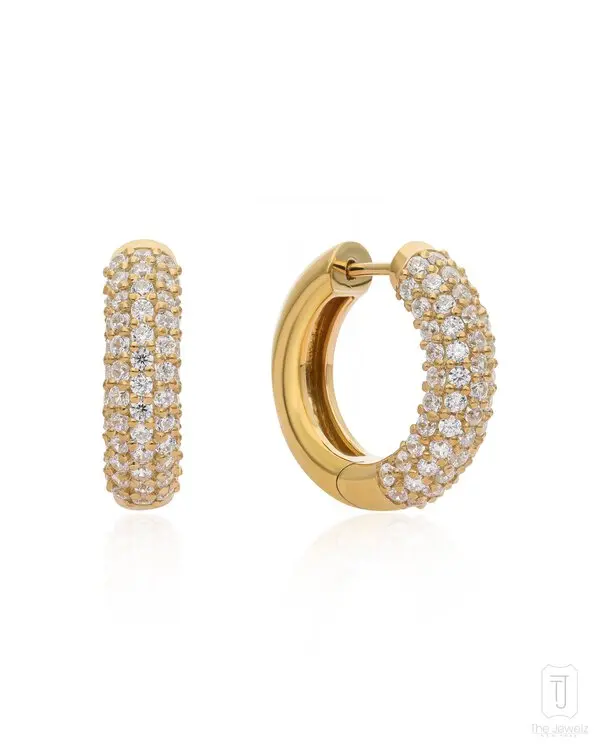 THE JEWELZ Trinity Glow' Huggie Earrings With Cubic Zirconia - Silver