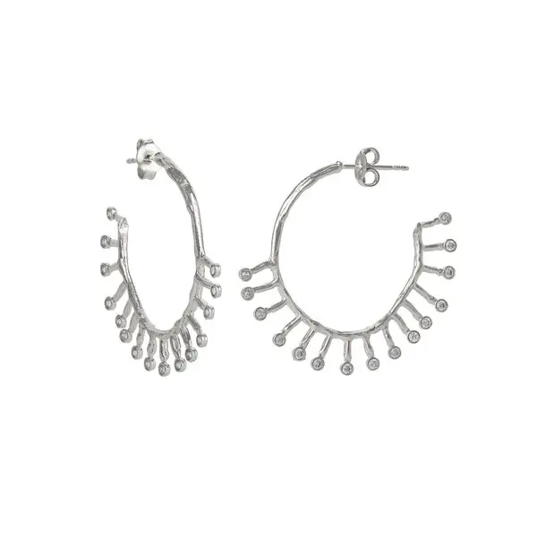 SPERO LONDON Sterling Crown Hoop Earrings - Silver