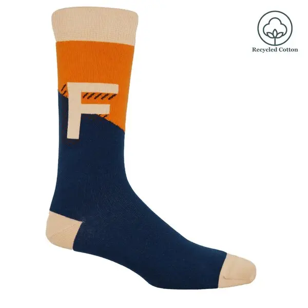 PEPER HAROW - MADE IN ENGLAND Alphabet Initial Crew Socks - Blue