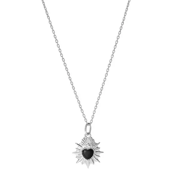 FV JEWELLERY La Stèle Onyx Heart Necklace - Black