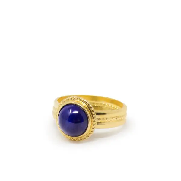 VINTOUCH ITALY Roma Lapis Lazuli Ring - Blue/gold
