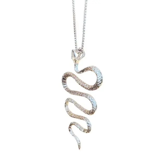 AKI ROC JEWELRY Snake Charm Necklace - Silver