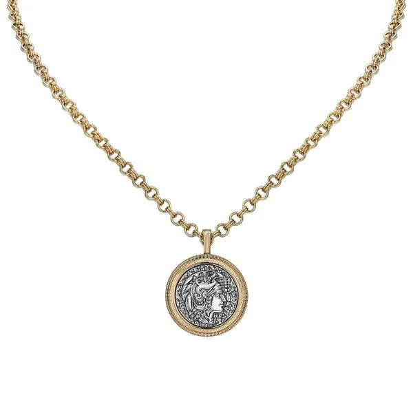 RETRO CHIC Ancient Coin Pendant Necklace - Gold/silver
