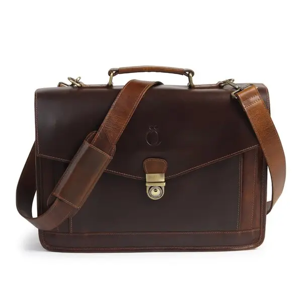DÖTCH LEATHER Leather Work Briefcase - Brown