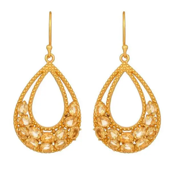 OPIUM JEWELS Teardrop Earrings With Citrines - Gold/yellow