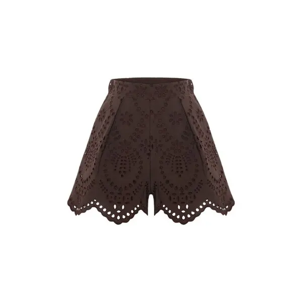 THISISU COLLECTION Solstice Broderie Anglaise High-waisted Short - Brown