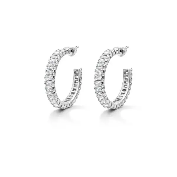 MAISON DE GALA Crystal Pavé Hoop Earrings - Silver