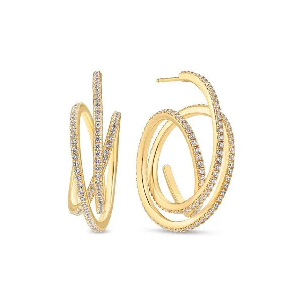 SIF JAKOBS JEWELLERY Spirale Grande Earrings - Gold/white