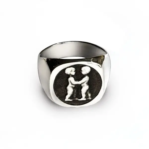 PERRY GARGANO Friendship Vintage Signet Ring - Silver