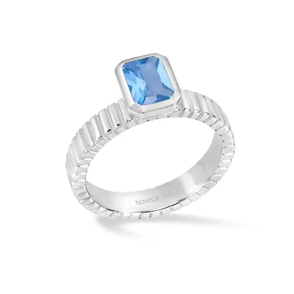 DOWER & HALL Octagon Topaz Sterling Silver Ring - Silver/blue