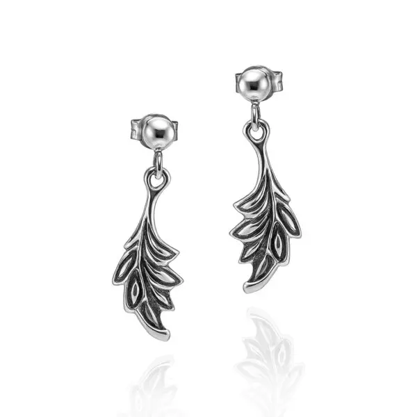 UNALOE Sterling Leaf Drop Earrings - Silver