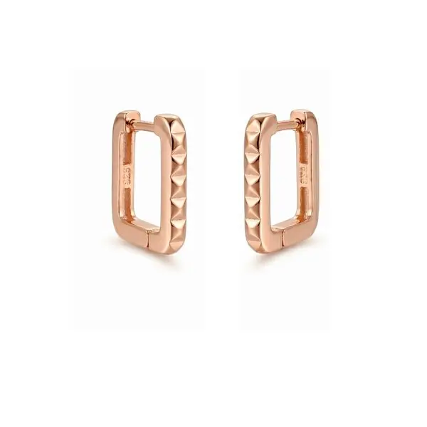 SPERO LONDON Sterling Silver Rectangular Hoop Earrings - Rose Gold
