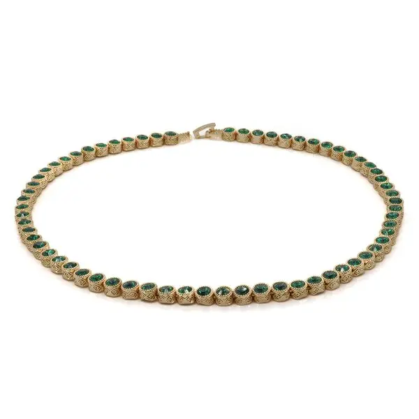 EBRU JEWELRY Emerald Tennis Necklace - Gold/green