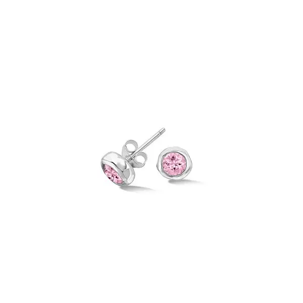DOWER & HALL Sterling Silver Pink Quartz Stud Earrings - Silver/pink