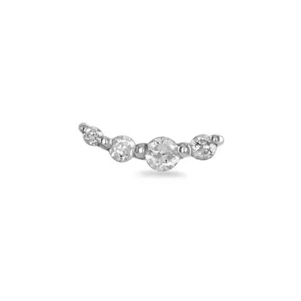 ZOHREH Graduated Diamond Curve Flat Back Earring - Silver