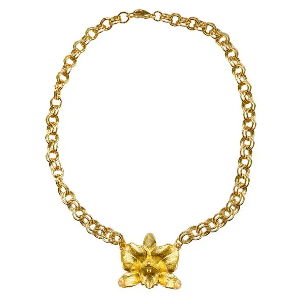 THE PINK REEF French Orchid Necklace - Gold