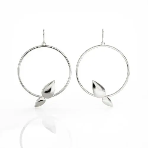 LINDA FIORE Lotus Hoop Earrings - Silver