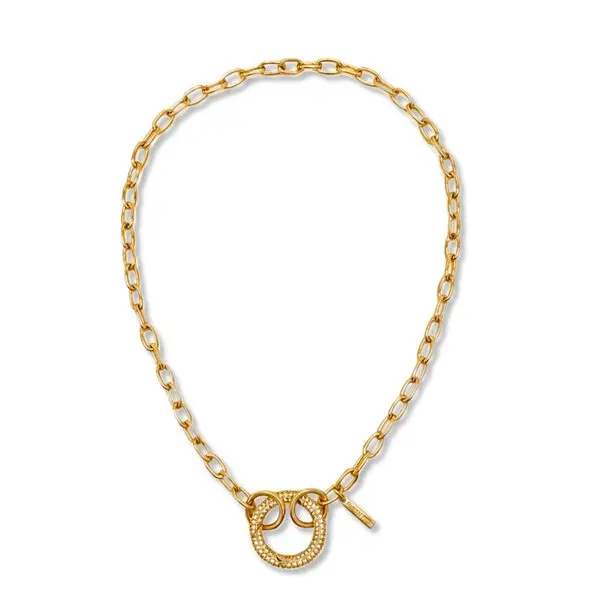 JAREDJAMIN Reaction Circular Pave Clasp Necklace - Gold