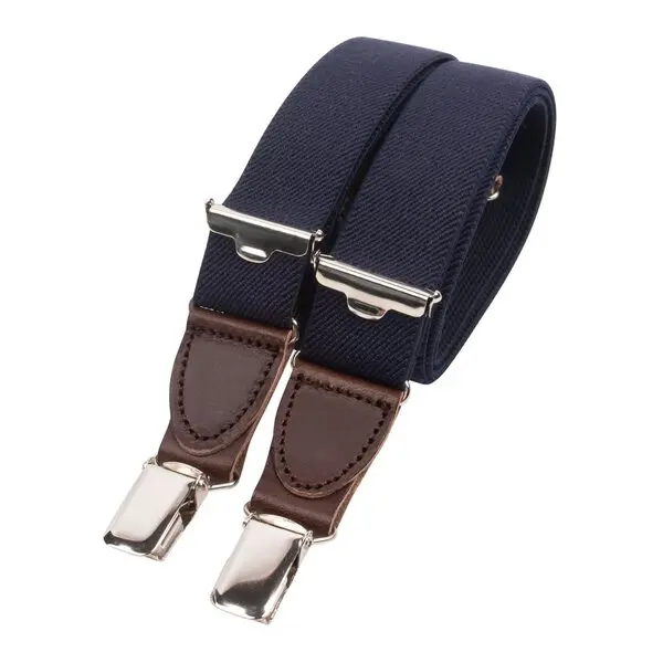 LE COLONEL Skinny Braces With Leather Detail - Brown/blue