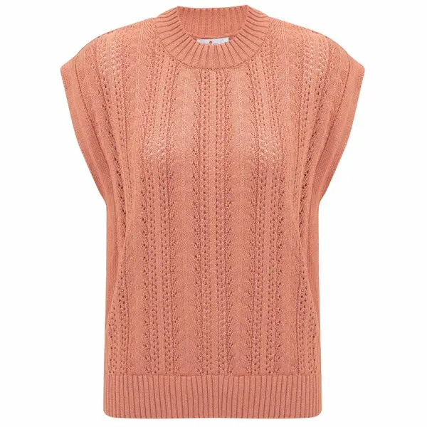 PERALUNA O-neck Openwork Knit Blouse