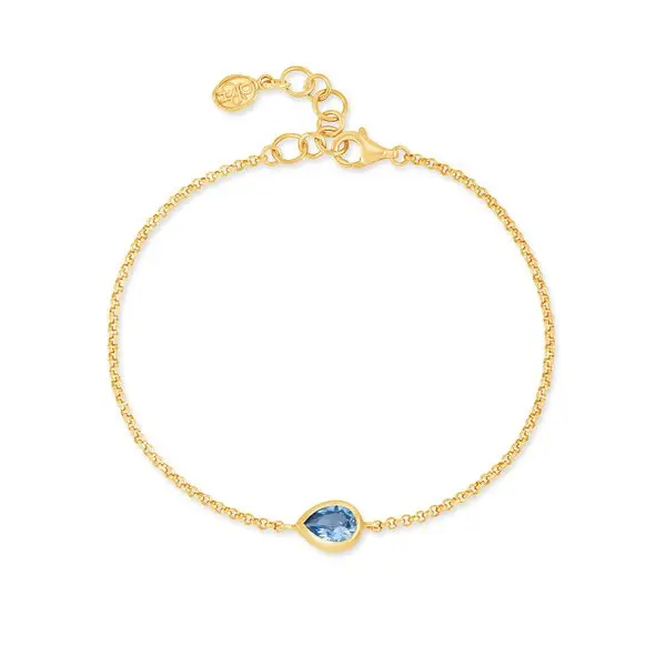 DOWER & HALL Pear Blue Topaz Chain Bracelet In Gold Vermeil - Gold/blue