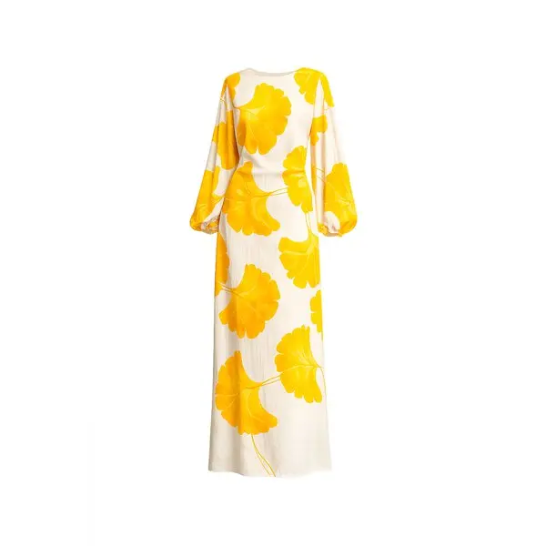 TANTRA SPAIN SL Long Ginkgo Flower Dress - Yellow