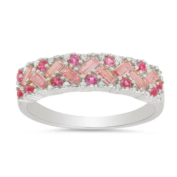 KYLIE HARPER Sterling Pink Sapphire Ombre Band Ring - Silver