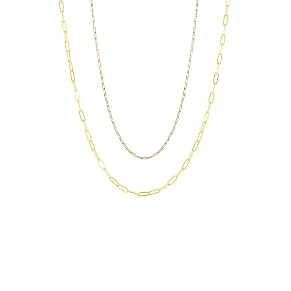 SPERO LONDON Paperclip Chains Sterling Silver Layering Necklace Set - Gold
