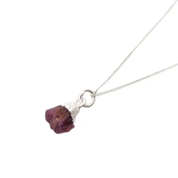 HARFI Raw Ruby Sterling Necklace - Silver