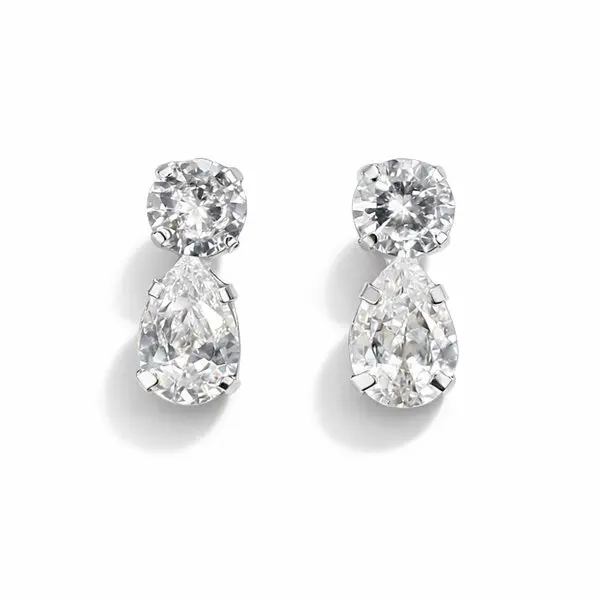MAISON DE GALA Crystal Drop Earrings - Silver