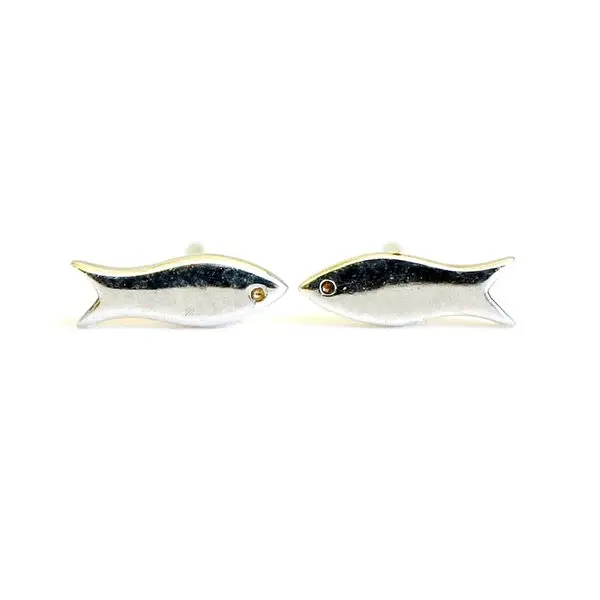 LIME TREE DESIGN Mini Fish Stud Earrings - Silver