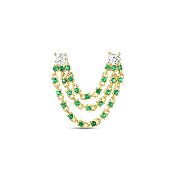 SHYMI Triple Chain Earring - Green/gold