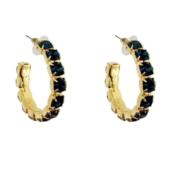 LAURA GRAY Dark Crystal Hoop Earrings - Blue