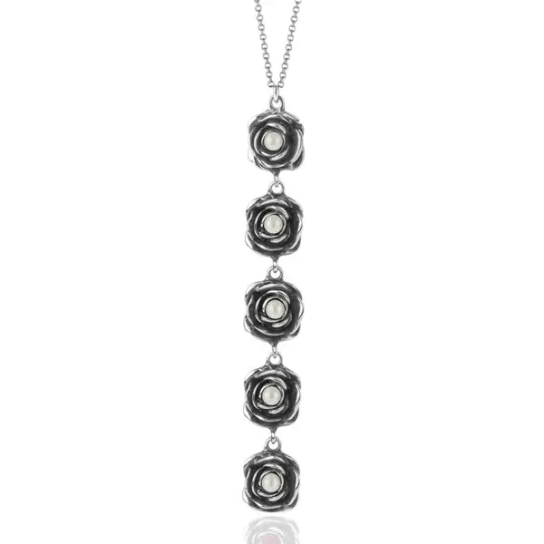 UNALOE Silver And Pearl Floral Necklace - Silver/white