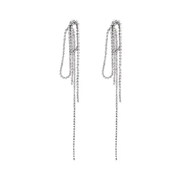 CHANEL JOAN ELKAYAM Crystal Lace Dangle Earrings - Silver