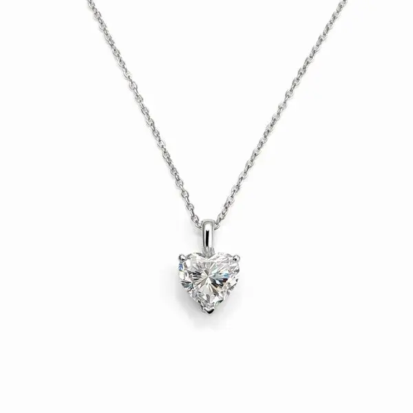 PEARL CODE Heart Moissanite Pendant Necklace - Silver