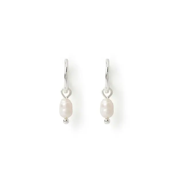 ARMS OF EVE Cordelia Pearl Huggie Earrings - Silver