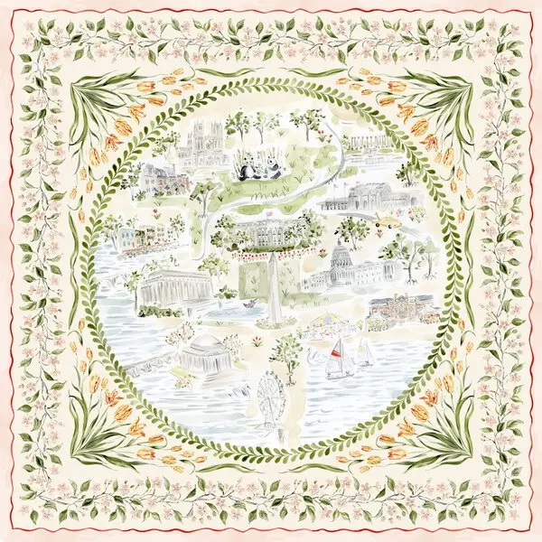 BANNIERE Washington D.c. Silk Scarf - Blue/red