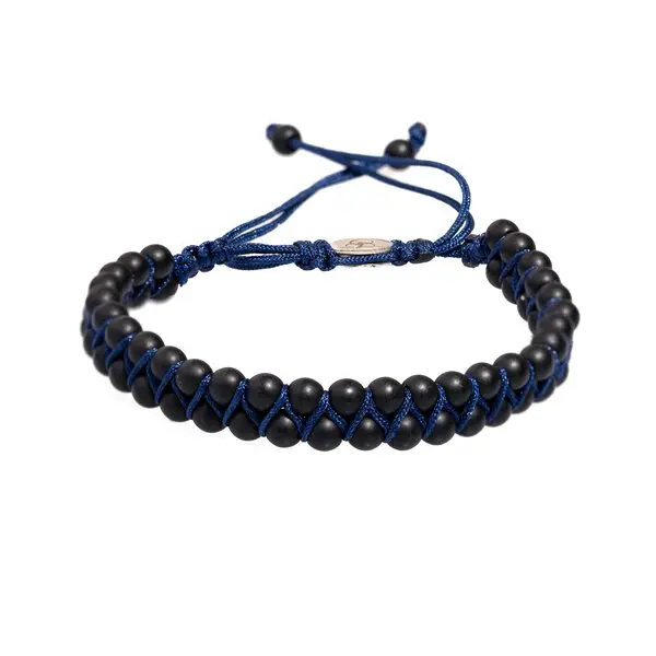 EBRU JEWELRY Black Onyx Stone Beaded Rope Bracelet - Black/blue