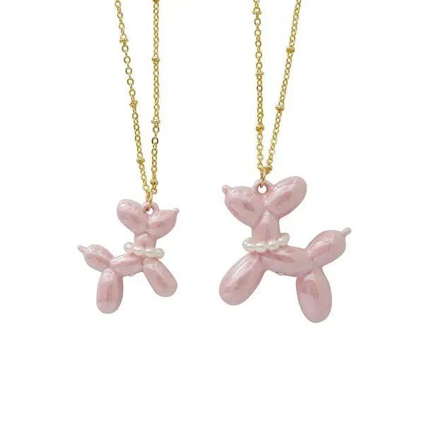 POPORCELAIN Porcelain Balloon Doggie Necklace - Pink/gold