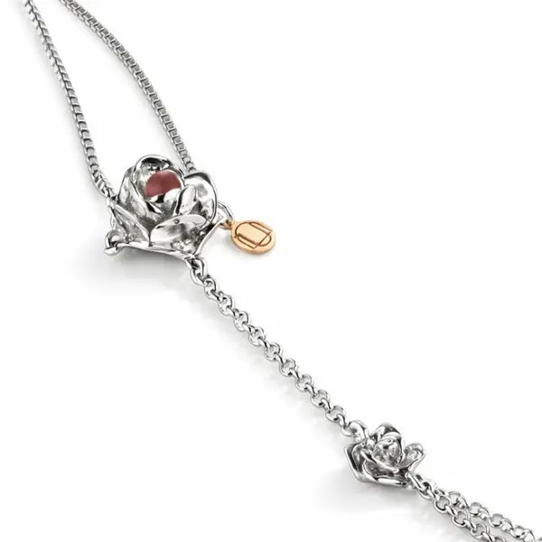 UNALOE Sterling Silver Rose Hand Chain With Ruby - Silver/red