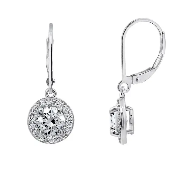DIAMONBLISS Leverback Drop Halo Earrings - White