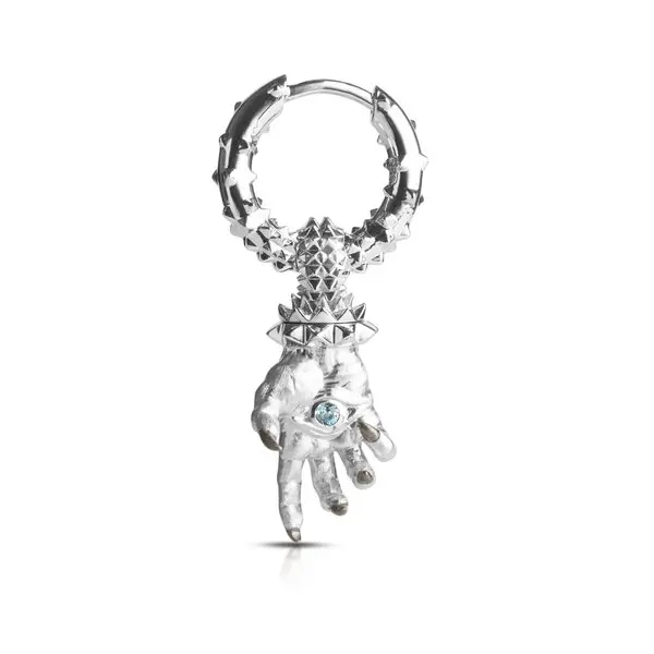 KASUN Hand Of The Protector Topaz Earrings - Silver