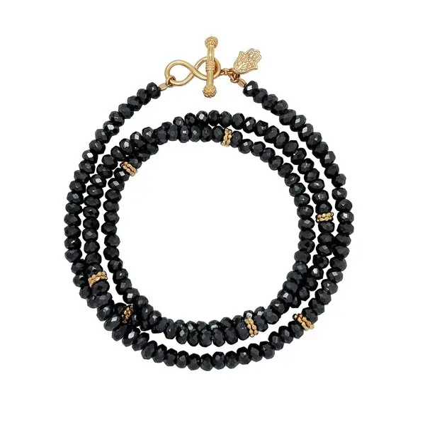 KARMA AND LUCK Black Onyx Infinity Wrap Bracelet - Black/gold